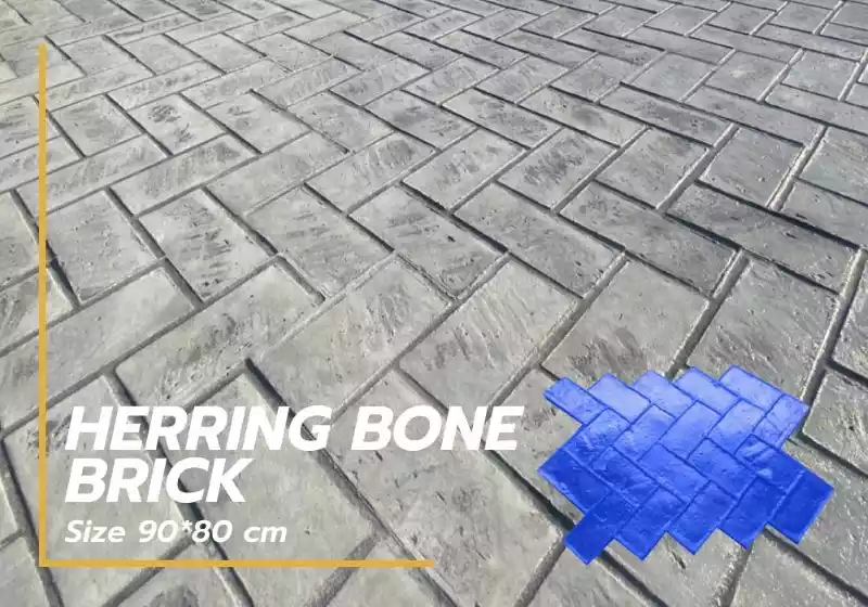 คอนกรีตพิมพ์ลาย Herring Bone Brick 65X82 cm | Peak Material